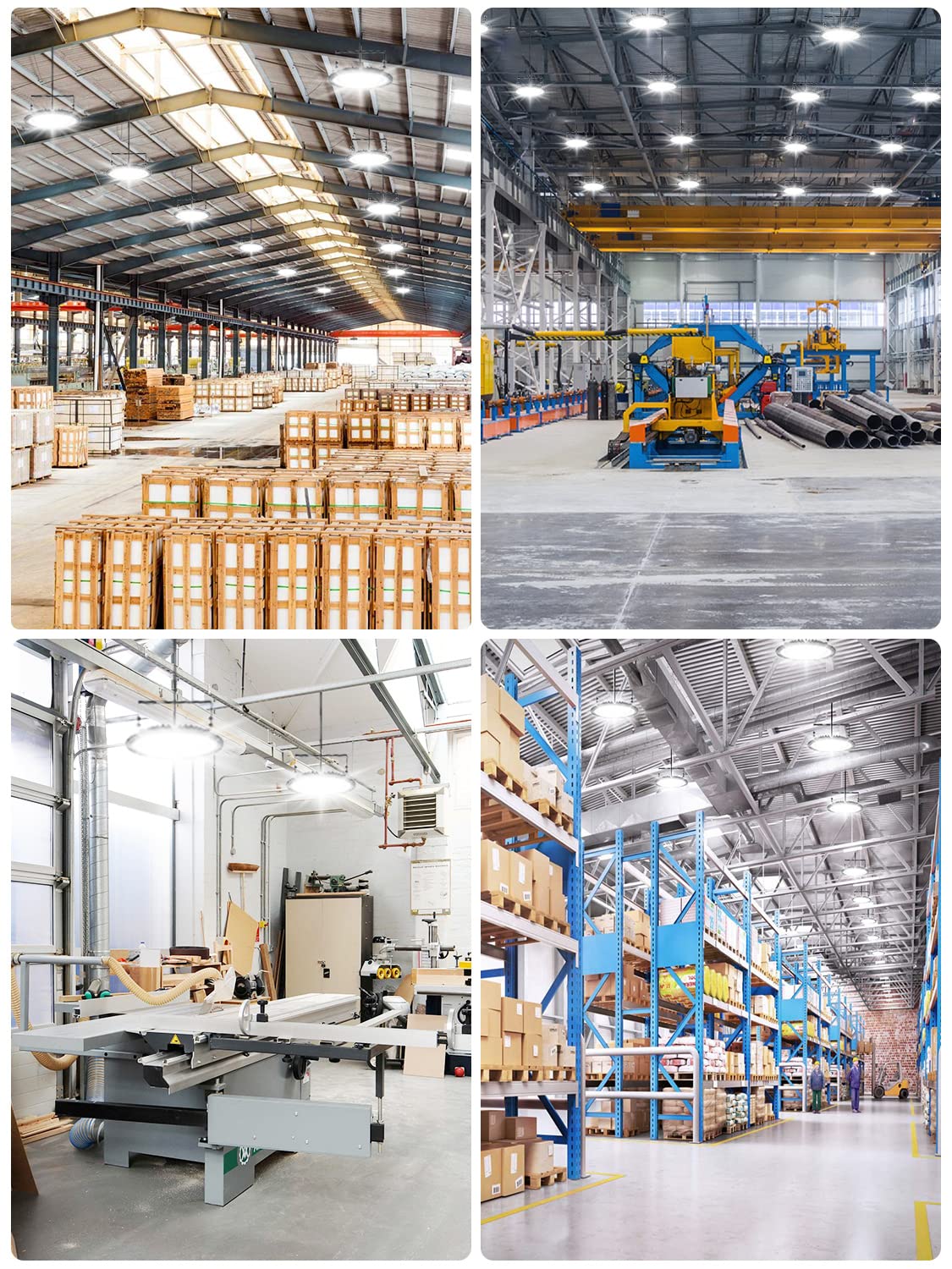 6 Pack LED High Bay Light|200W 20000LM UFO LED High Bay Light|6500K Daylight LED Shop Light|IP65 Waterproof LED Commercial Warehouse Area Light|LED Garage Light for Garage Gym Factory Warehouse