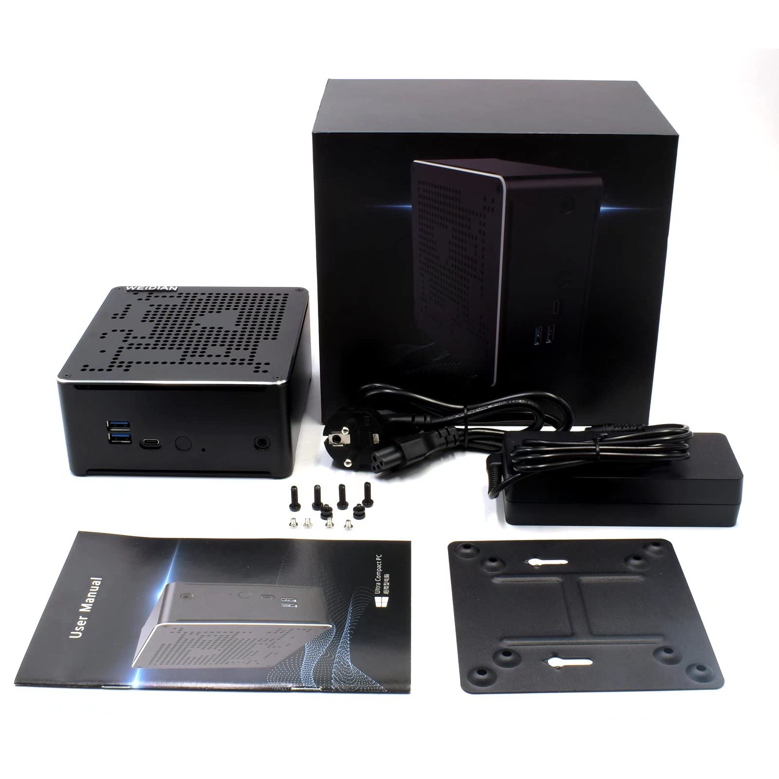 Mini PC with Win11 OS, 6Core Core i9-8950HK Mini Computer, 32G DDR4 RAM+512GB NVME SSD+1TB HDD, WiFi6, BT5.2, Gigabit Ethernet, HDMI&DP Ports Support Dual Display, Mounting Bracket, Auto Power On