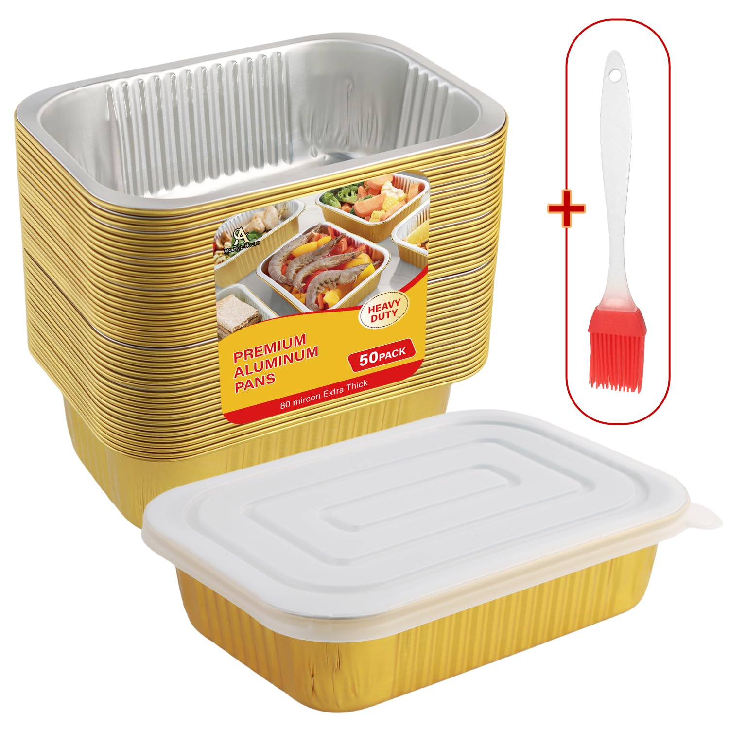 9x13 Aluminum Pans With Lids (15 PACK+15 LIDS) Hosting Disposable Baking Pans Chafing Dishes For Buffet Set Catering Aluminum Trays Foil Containers With Lids Steam