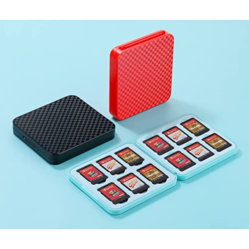 Accevo Nintendo Switch Game Case [12 Card Slots] Switch Game Holder, SHOCKPROOF & PORTABLE Switch Cartridge Case with Magnetic Closure/Hard Shell/Soft Lining (Black)