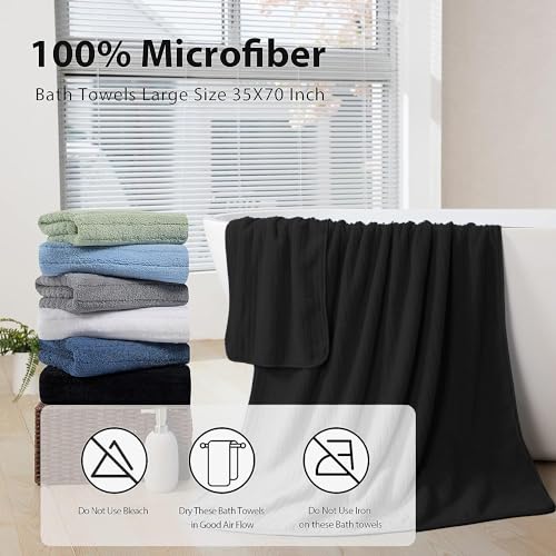 4 Pack Oversized Bath Towels Set, White 35"x70" Extra Large Bathroom Towels Highly Absorbent,Soft Plus Size Bath Towel Microfiber Bath Sheets XL Shower Towel Set