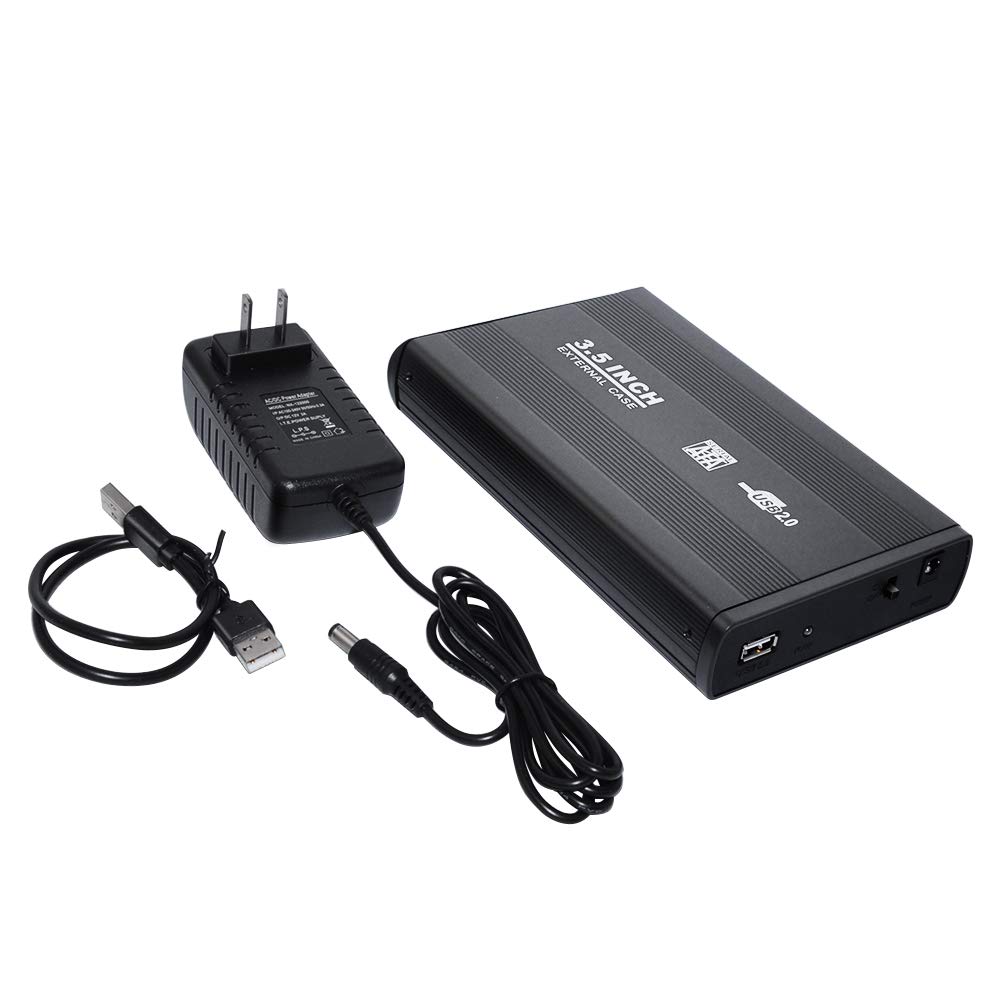 3.5 inch HDD External Case USB 2.0 to SATA External 3.5 Hard Drive Enclosure Disk for 3.5 SATA HDD External Storage Box with Aluminum Case (USB2.0-Black)