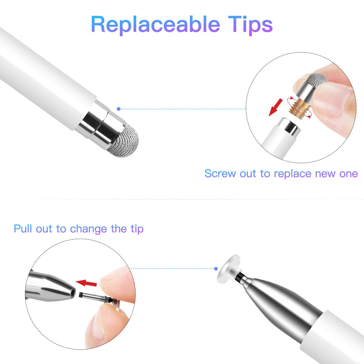 StylusHome Replacement Fiber Tips 8 Pcs for StylusHome Disc Universal Stylus Pens Only
