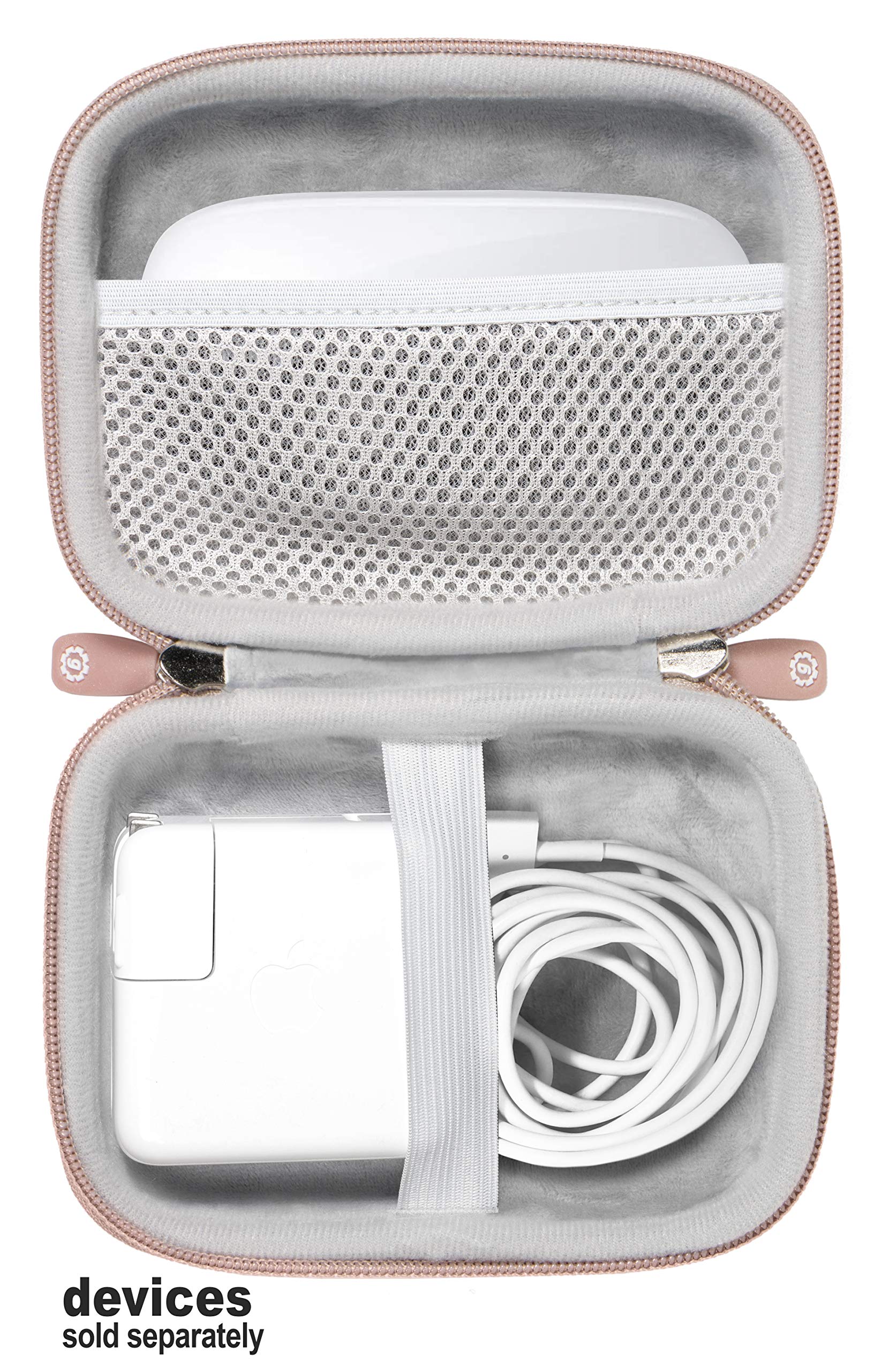 GETGEAR case for MacBook Magsafe/Magsafe 2 Charger Adapter, Magic Mouse 1, 2, Lightning Hub, Type C and USB Hub, Card Reader, All in one Carrying Solution (Rose Gold)