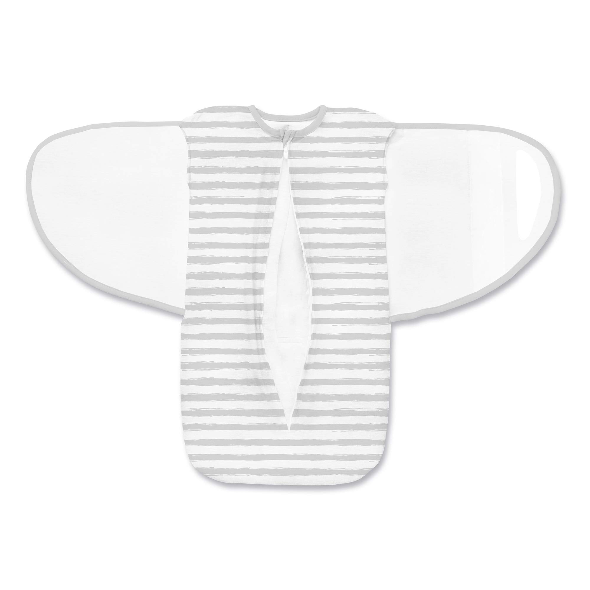 BreathableBaby Adjustable 3-in-1 Soft Premium Cotton Newborn Swaddle Trio Blanket & Wrap, (Infants 0-4 months) β Gray Watercolor Stripe, Arms Up, Arms Down, Arms Out, 61233-A