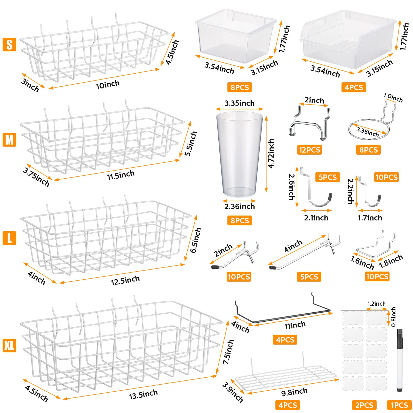 95 Pieces Pegboard Accessories Set Including Pegboard Storage Basket with Hooks Pegboard Cups with Holder Wire Shelf Tissue Storage Box Clothes Board for Garage Storage Craft Workshop (Black)
