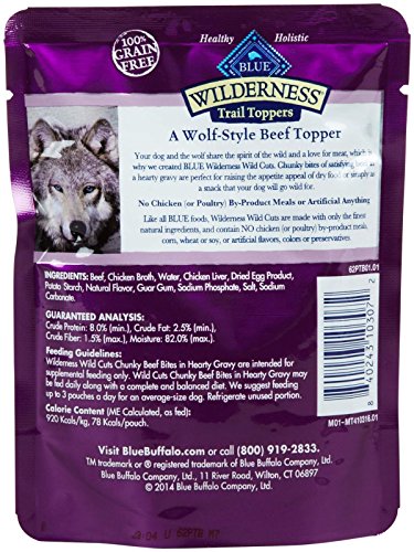 Blue Buffalo Wilderness Trail Toppers Chunky Beef Bites Dog Food, 24 By 3 Oz.