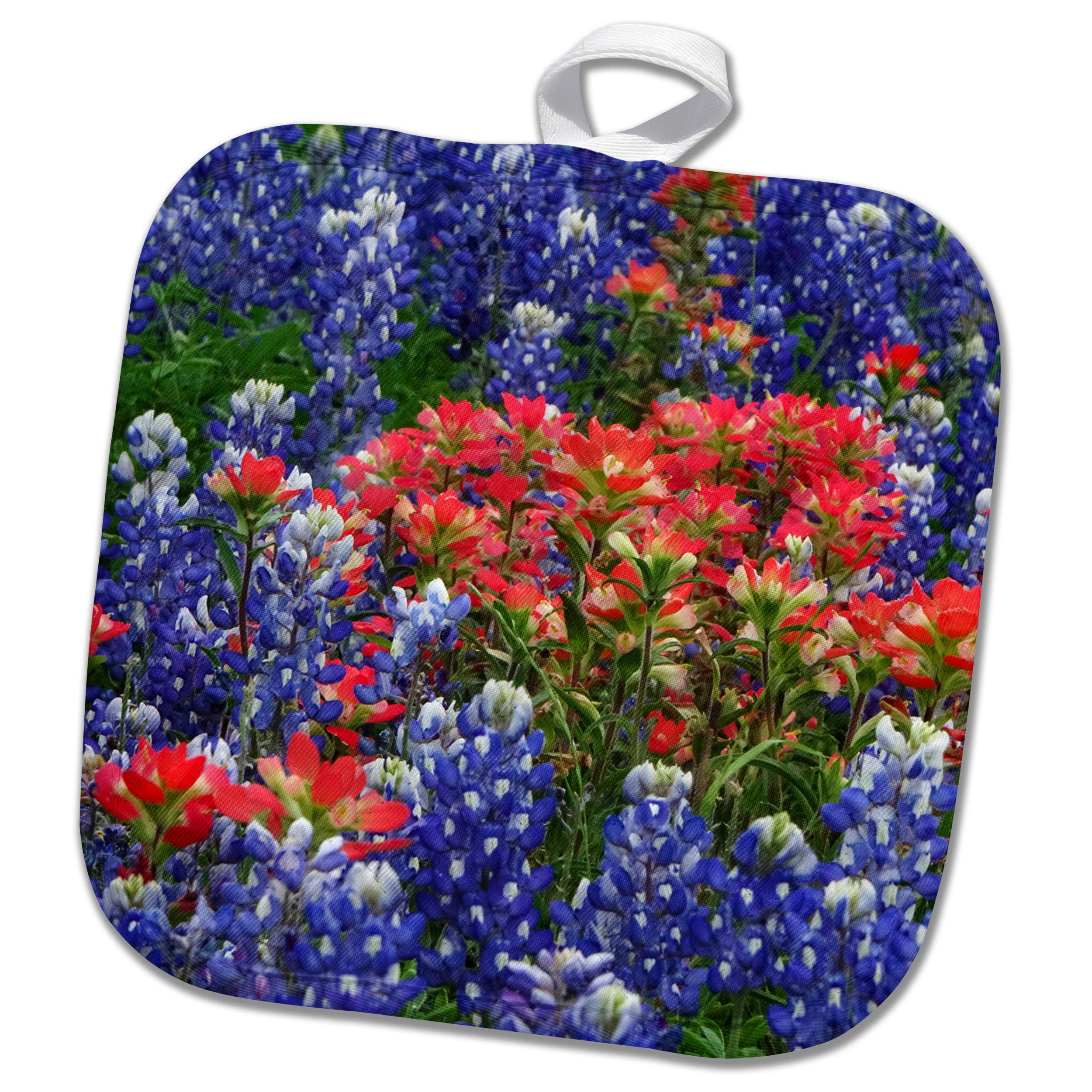 3dRose Texas Hill Country Wildflowers. Bluebonnets and Indian... - Potholders (PHL_332112_1)