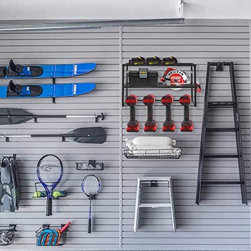Dosker Tool Organizer Fathers Day Gifts Wall Shelf Mounted Garage Storage Rack 3 Layers Heavy Duty Metal Drill Holder Utility Storage Rack Garage, Workshop and Warehouse for Men Dad Gifts 1PC