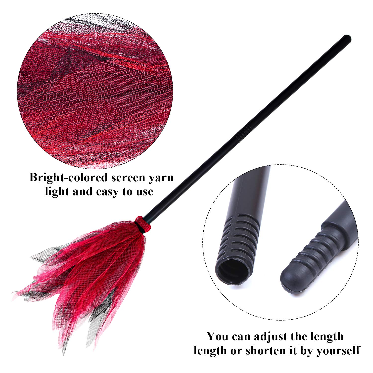URATOT 2 Pieces Halloween Witch Broom Plastic Witch Broom Props Witch Broom Party Decoration for Halloween Costume Decoration