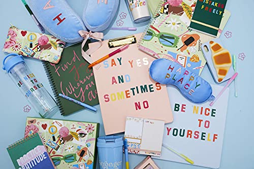 ban.do Rough Draft Blue Large Spiral Notebook with Saying, 11" x 9" with Pockets and 160 College Ruled Pages, Be Nice To Yourself