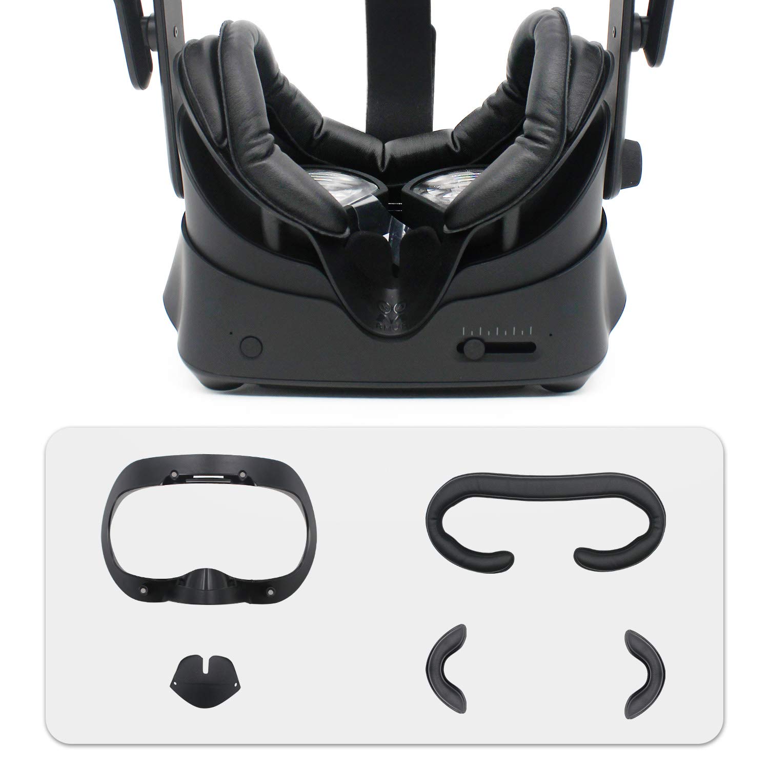 AMVR Facial Interface Bracket & PU Leather Foam Face Cover Pad Replacement & Anti-Leakage Nose Pad & Protective Lens Cover Comfort Set for Valve Index Headset