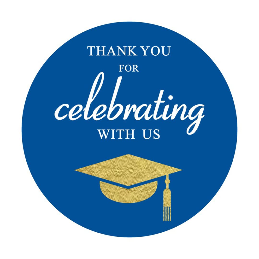 50 Pack of 2" Round Blue Graduation Stickers Graduation Thank You Sticker Labels Candy Stickers for Graduation Party Favors