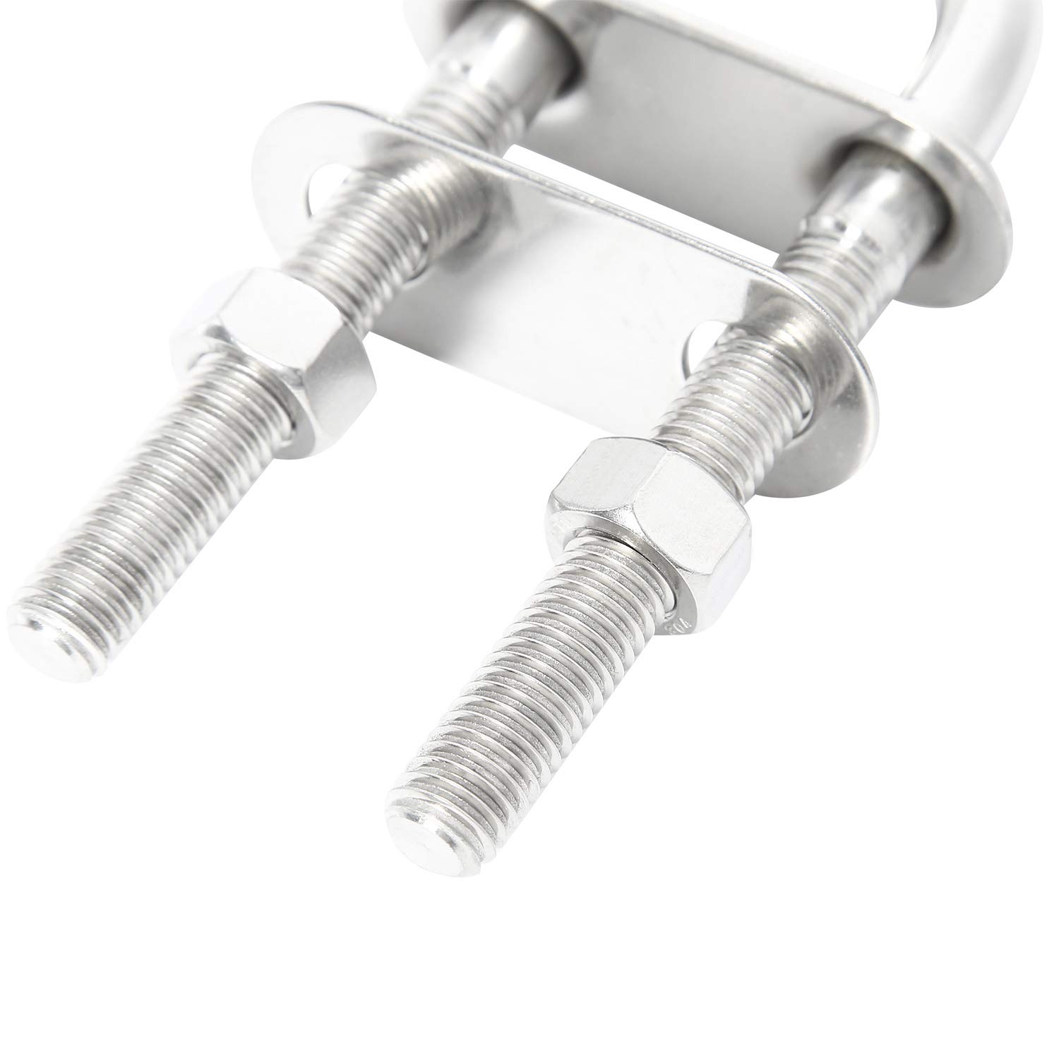 NovelBee 2-Pack 3/8" Stock Stainless Steel Stern Bow Eye U Bolt with Welding Plate,Washer and Hex Nuts (Overall Length:4-1/2")