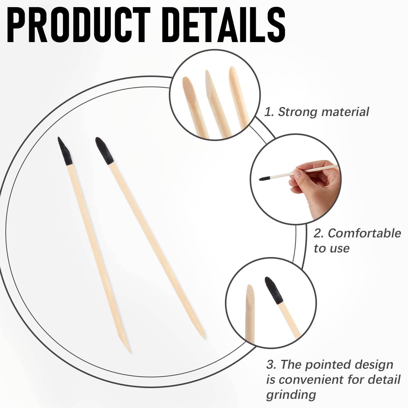 50 Pack Sanding Sticks 280 Grit Matchsticks Sanding Twigs Fine Detailing Sanding Sticks for Plastic Models Wood Hobby, 5.4 x 0.2 Inch