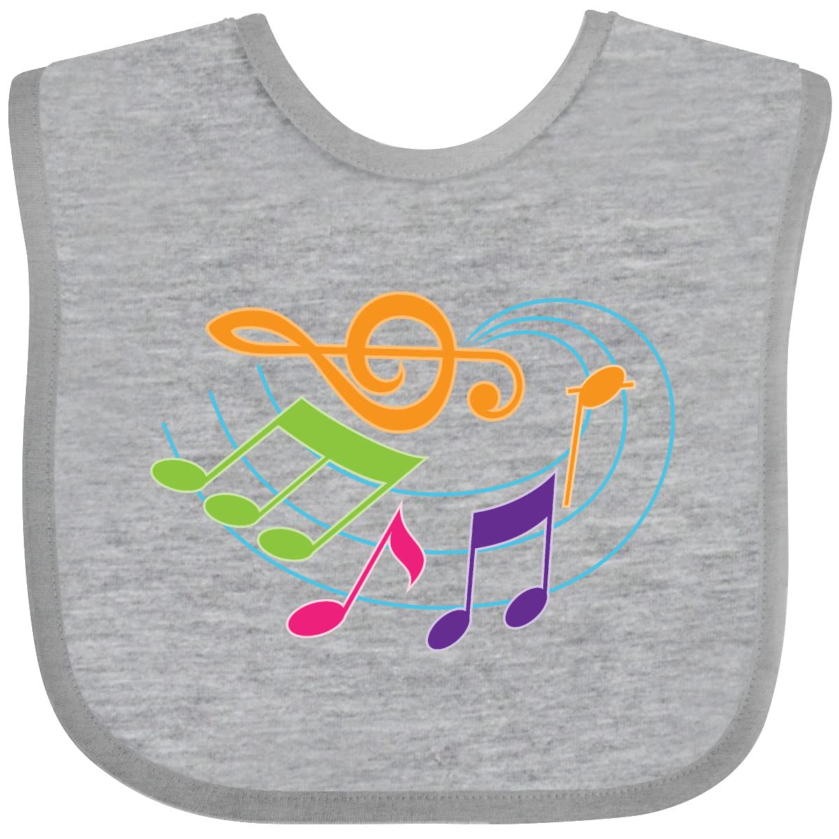 inktastic Music Notes Musical Gift Baby Bib Heather Grey 13e0c