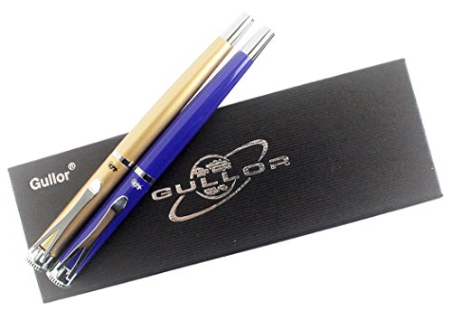 Gullor 2PCS Jinhao Fountain Pen Set Y1, Silver Trim, Medium Nib - Gold & Blue