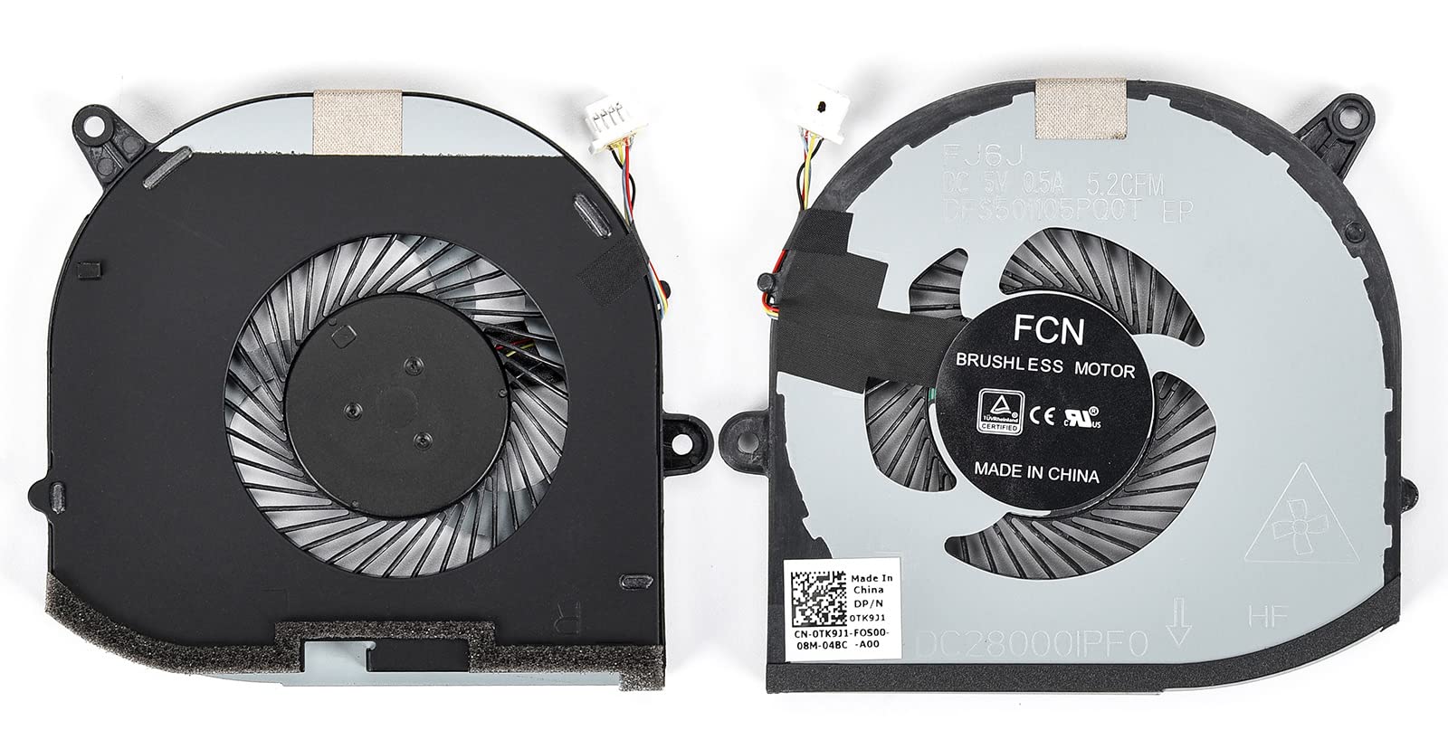 Replacement CPU w/GPU Cooling Fan for Dell XPS 15 9570 & XPS 15 7590, Precision 5530 5540 Series Laptop P/N: 008YY9 0TK9J1 TK9J1 08YY9