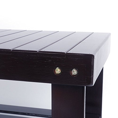 Henf 3-Tier Bamboo Shoe Rack Bench, Shoe Organizer, Storage Shelf, Holds Up to 551Lb,Dimensions 35.43 x 11.02 x 17.72,Coffee
