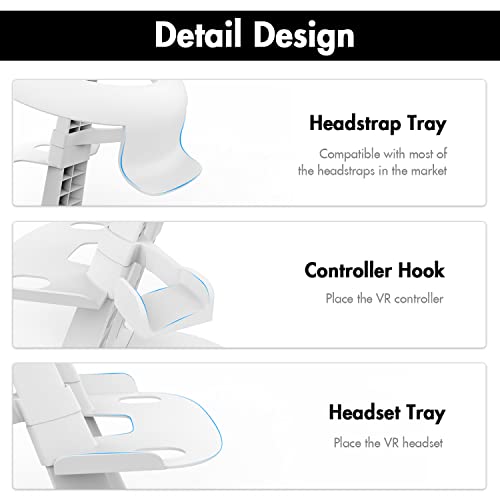 AMVR VR Stand for Quest 2, VR Headset and Touch Controllers Display Holder for Quest 2, PSVR 2, Quest, Rift, Rift S or Valve Index (White, Just VR Stand)
