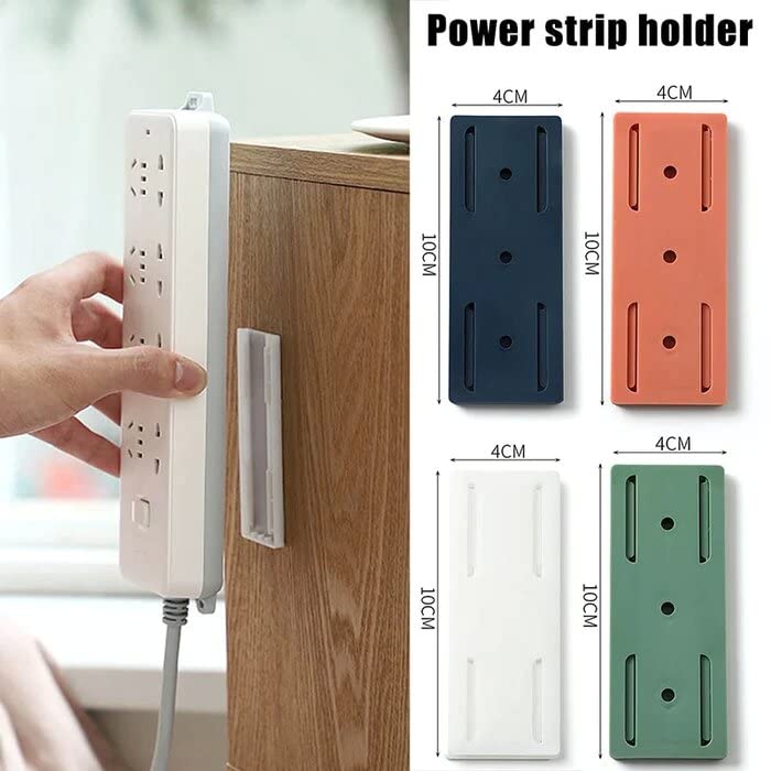 4pcs Adhesive Punch-Free Socket Holder,Self-Adhesive Desktop Socket Fixer,Cable Management Punch Free Surge Protector, Desktop Mountable Plug-in Socket Fixer Bracket Stand (White -4PCS)