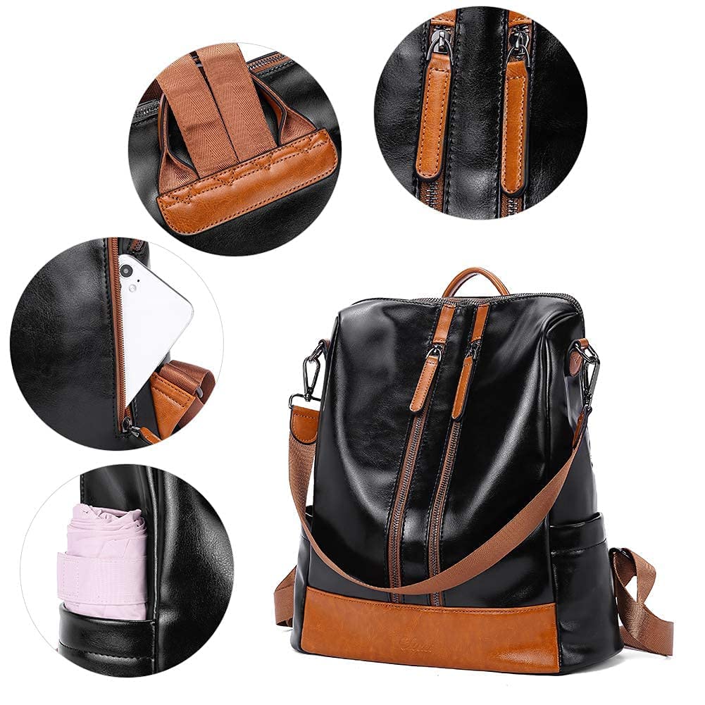 CLUCI Backpack Purse for Women Bundles with Small Crossbody Bag Leather Cellphone Shoulder