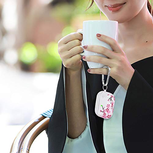 V-MORO Compatible with Airpods Pro/Pro 2 Case, Cute Clear Airpod Pro Case Cover Transparent Protective Case Girl for Apple Airpods Pro [Front LED Visible] Charging Skin Women ( Plum Flower)
