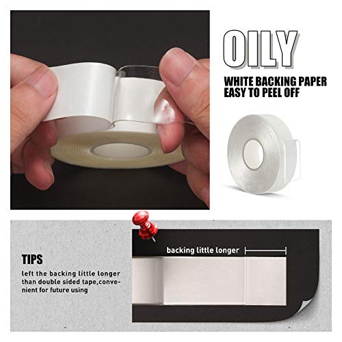 VERSAF Double Sided Adhesive Tape -1/2" 10' Arcylic Transparent Removable No Residue Double Sided Heavy Duty Mounting Tape for Home/Office/Wall Decor(Pack of 1 Roll)