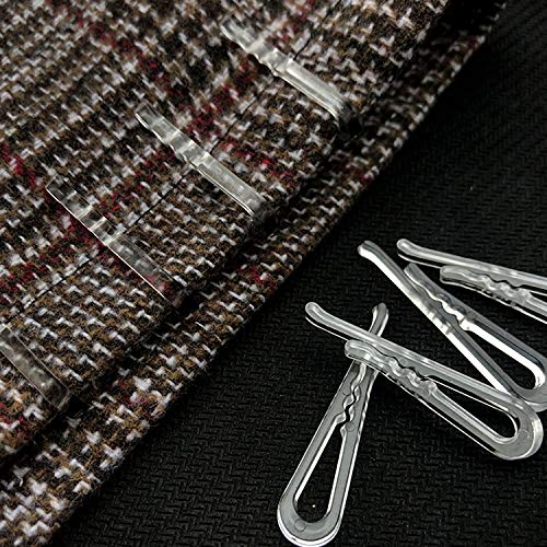 Mini Skater 2 Inch U Shape Clear Shirt Folding Clips Durable Plastic Alligator Clips with Teeth for Ties Socks Pants and Dress,100Pcs