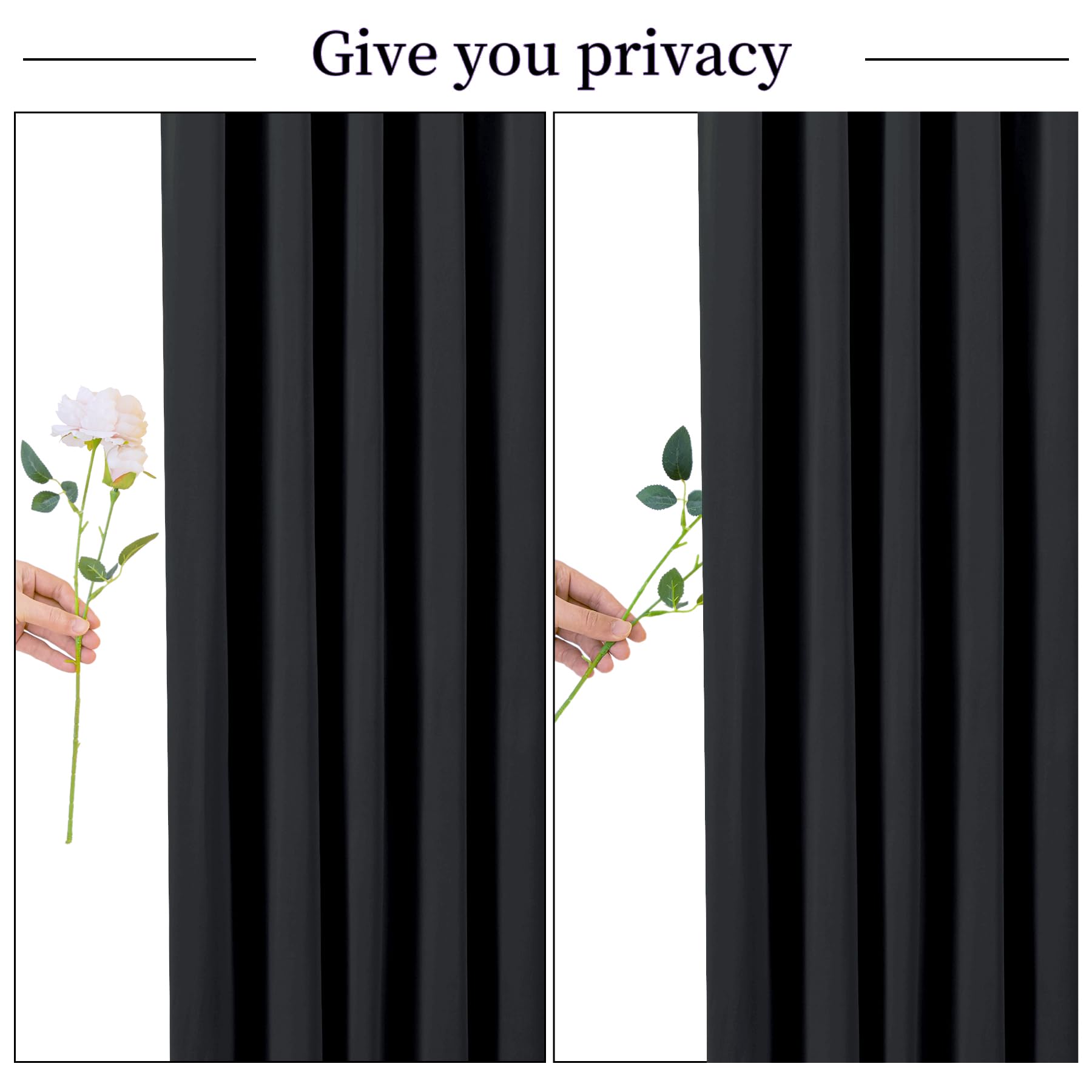 4 Panels Black Backdrop Curtain for Parties Wrinkle Free Black Photo Curtains Backdrop Drapes Fabric Decoration for Birthday Party Wedding 20ft(W) x 10ft(H)