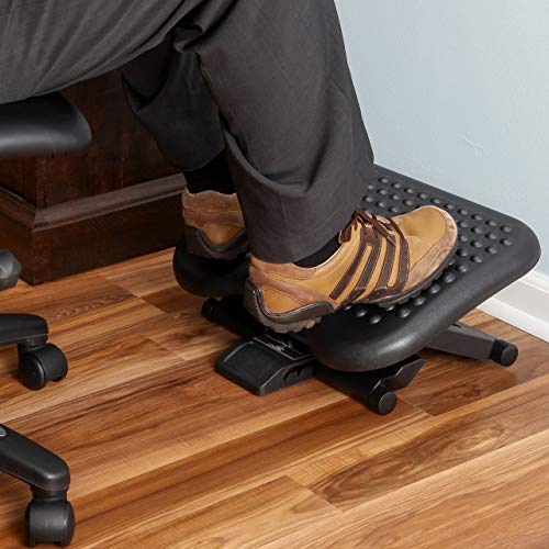Version 2019 Under Desk Foot Rest & Adjustable Footrest - Ergonomic Footrest for Desk Soothes Your Tired & Achy Feet - Office Foot Rest Under Desk with Foot Massager (Charcoal Grey) - Best Footrests