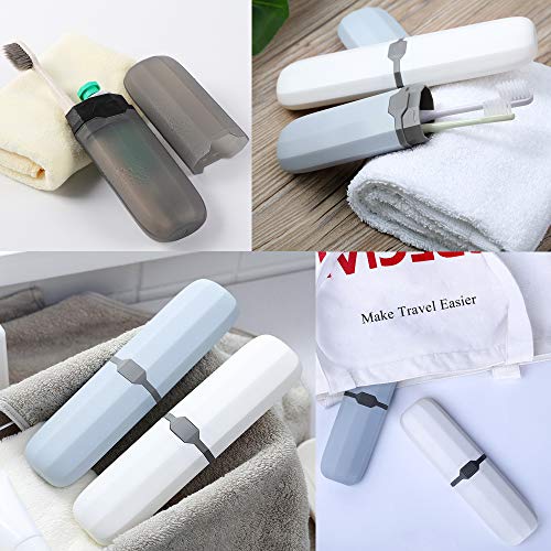 Travel Toothbrush Case Box, Plastic Portable Toothbrush Holder, Capsule Oran Denture Care Container, Denture Brush Case Toothpaste Storage Box for Travel Camping Business(2 Pcs, Transparent White )