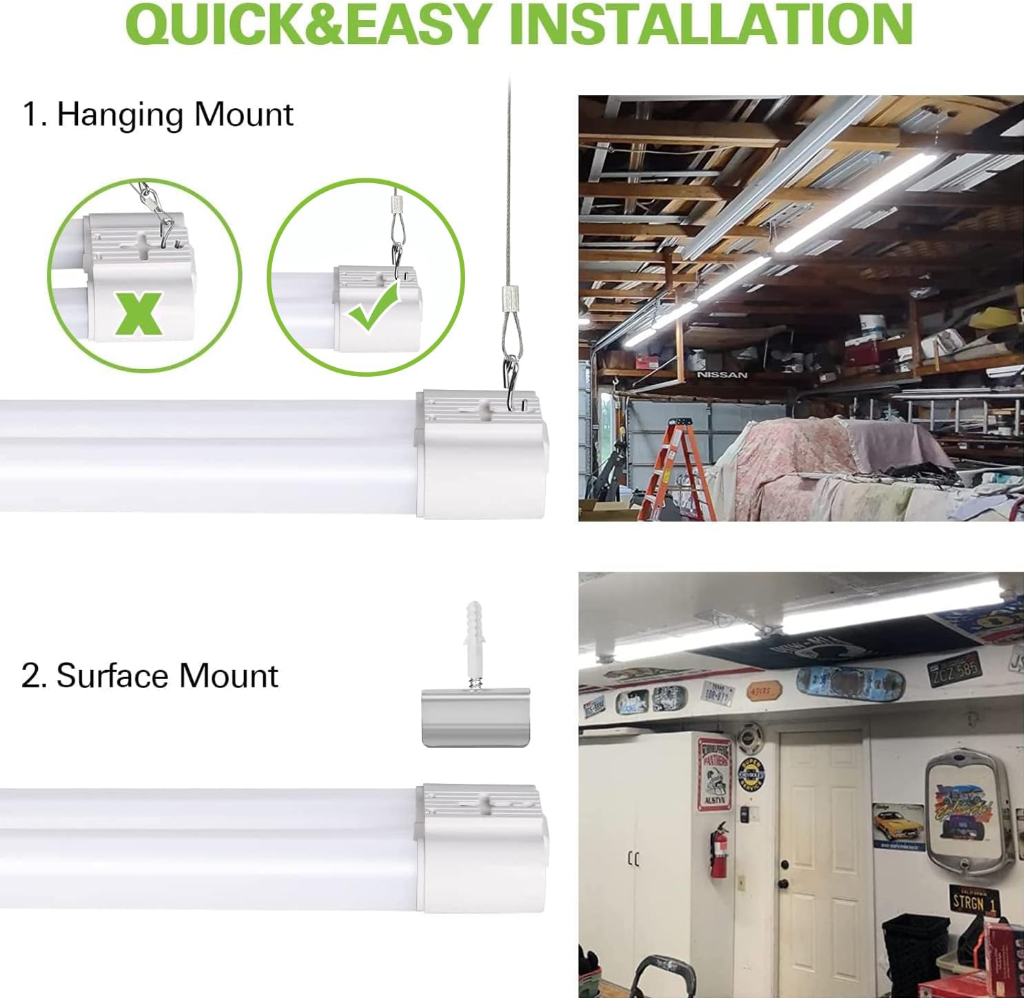 6 Pack 4FT LED Shop Light Linkable, 4400lm, 42w(250w Equivalent), 5000K Utility Shop Lights