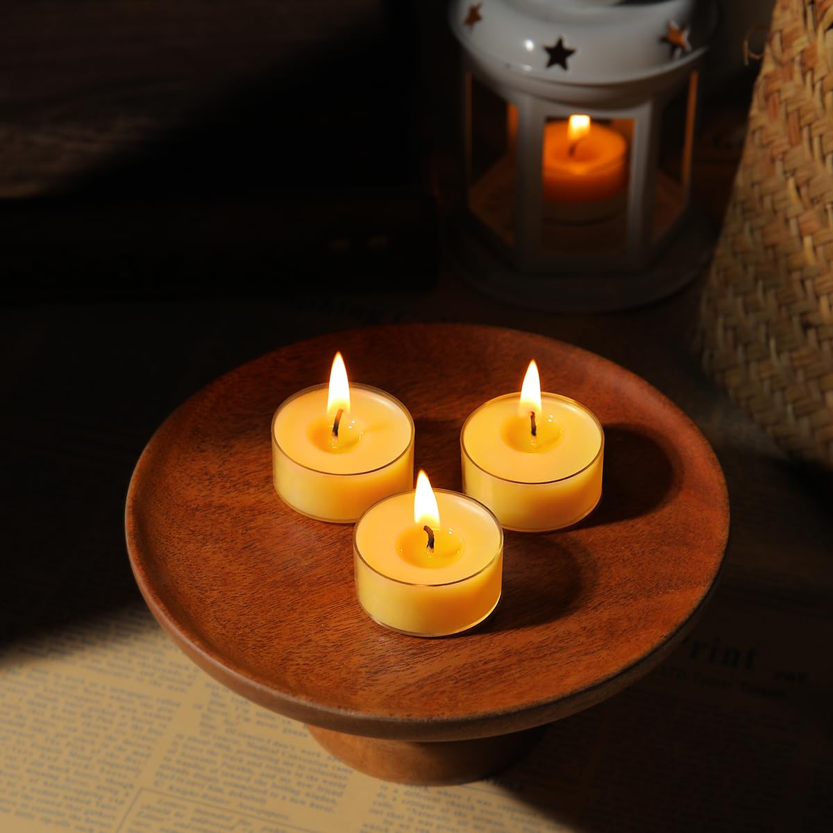 48pcs Beeswax Tealight Candles- 4 Hour Burn Time Natural Beeswax Candles Pure Handmade Bee Wax Candles Clean Burning for Dinner Table, Wedding, Spa Relaxation