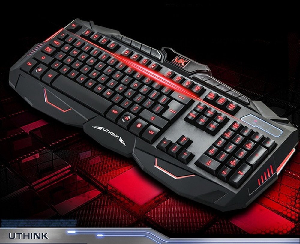axGear USB LED Light Gaming Keyboard and Mouse Set Kit for Computer PC Multimedia Gamer