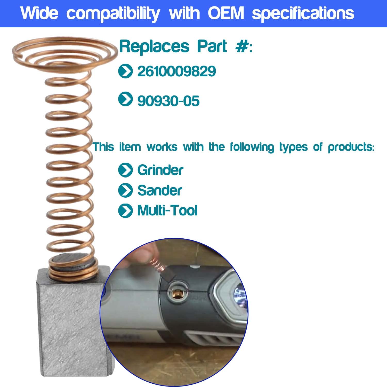 6 PCS Carbon Motor Brushes Compatible for Dremel 3000 200 276 396 Brush Repairing Part,for Dremel 2610009829 Motor Replacement Part