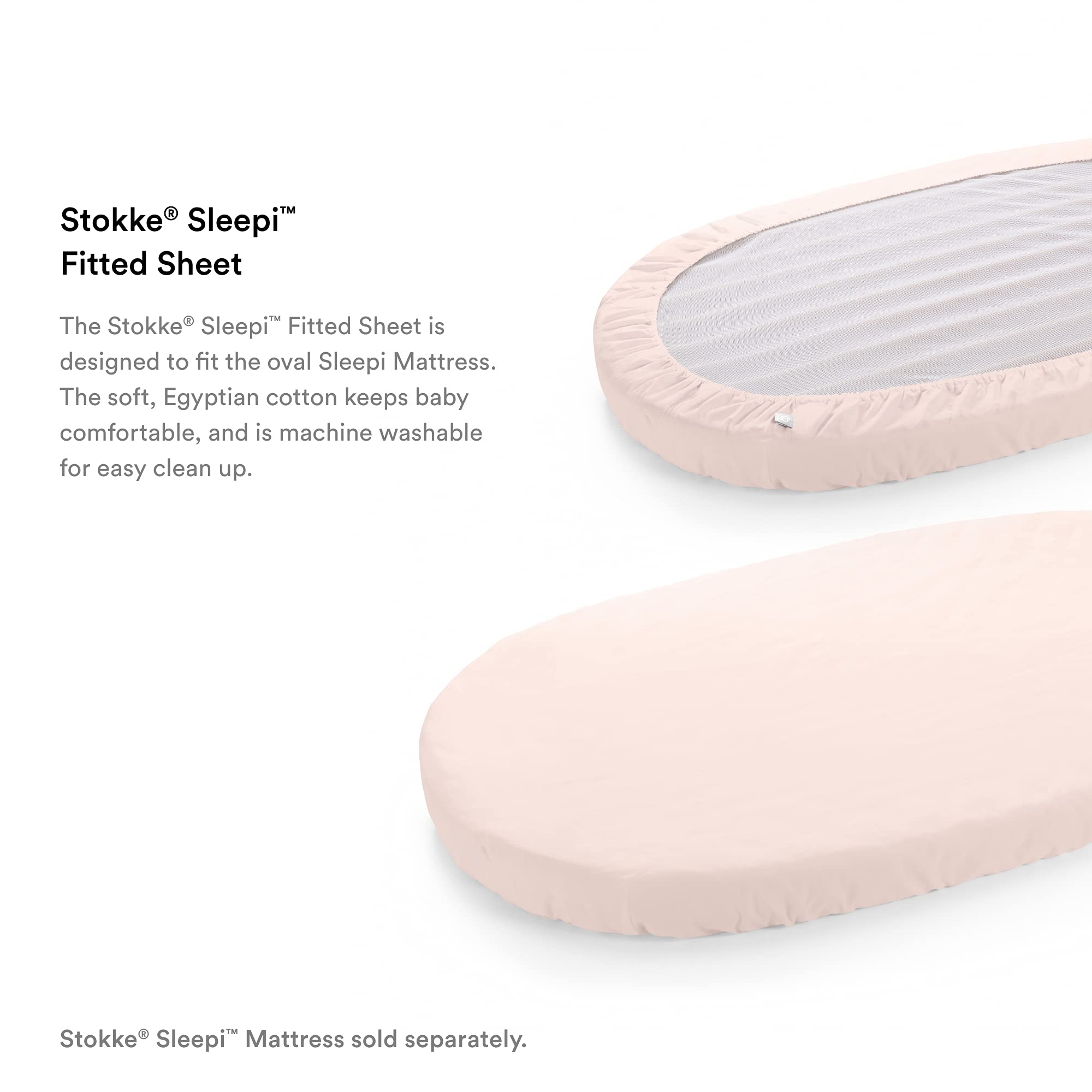 Stokke Sleepi Fitted Sheet, Peachy Pink - Soft Sheets for Sweet Dreams - Made for Stokke Sleepi Crib/Bed - 100% Fine Cotton Percale - Washable
