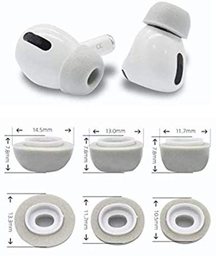 Zotech Replacement 3 Pairs Memory Foam Ear Tips for Apple Airpods Pro Grey (S/M/L)