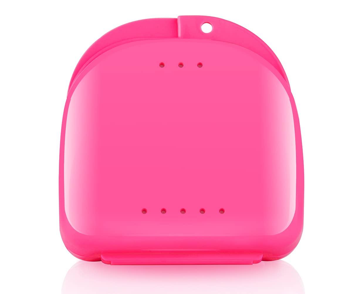Retainer Case with Mirror, Mouth Guard Case, Orthodontic Dental Retainer Box, Denture Storage Container, Comes with a free small brush, 2 Pieces