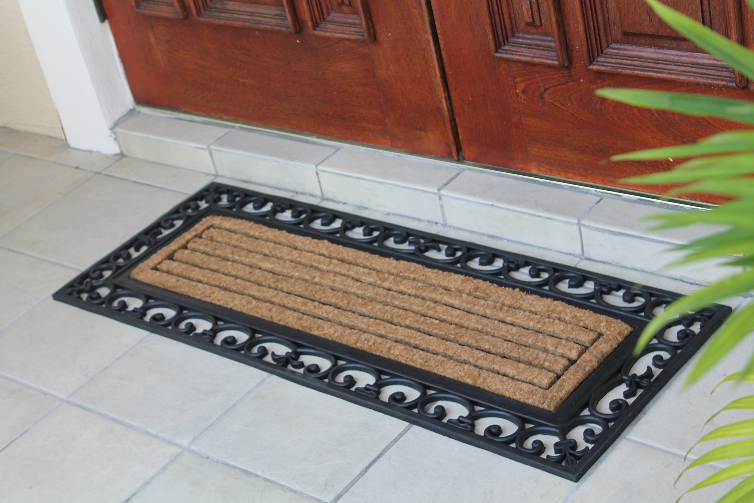 A1 Home Collections First Impression Clarence Rubber and Coir Molded Doormat, 18'' L x 48'' H