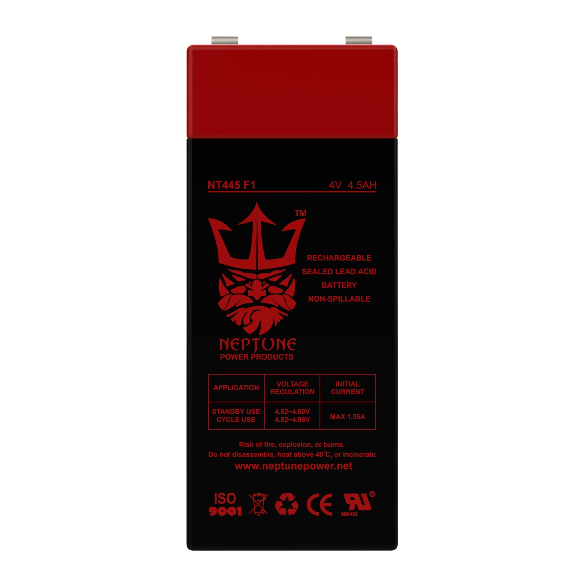Neptune Power NT445 4V 4.5Ah Rechargable Replacement SLA Battery for Powersonic PS-445