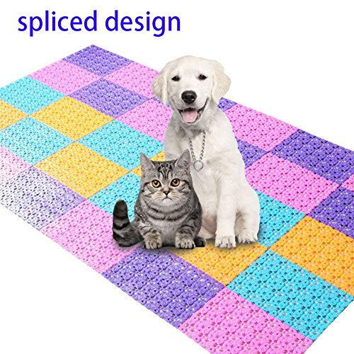 Newweic Rabbit Cage Mats - 4 Packs Plastic Cage Bottom Mat for Bunnies - Small Animal Feets Floor Pads Resting mats - for Dog Rabbits Guinea Pigs Playpen Pet Wire Cages (Grey)