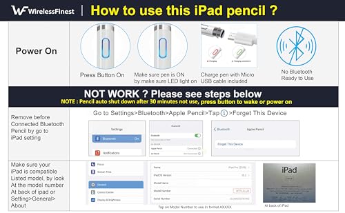 Stylus Pen Pencil 1st Generation Gen Replacement for Apple iPad Pro 1st iPad 1st 2nd 3rd 4th 5th iPad Mini 1 2 3 4 iPad Air 1st 2nd iOS Android Capacitive Tablet Touch Screen+Free Holder (Black)