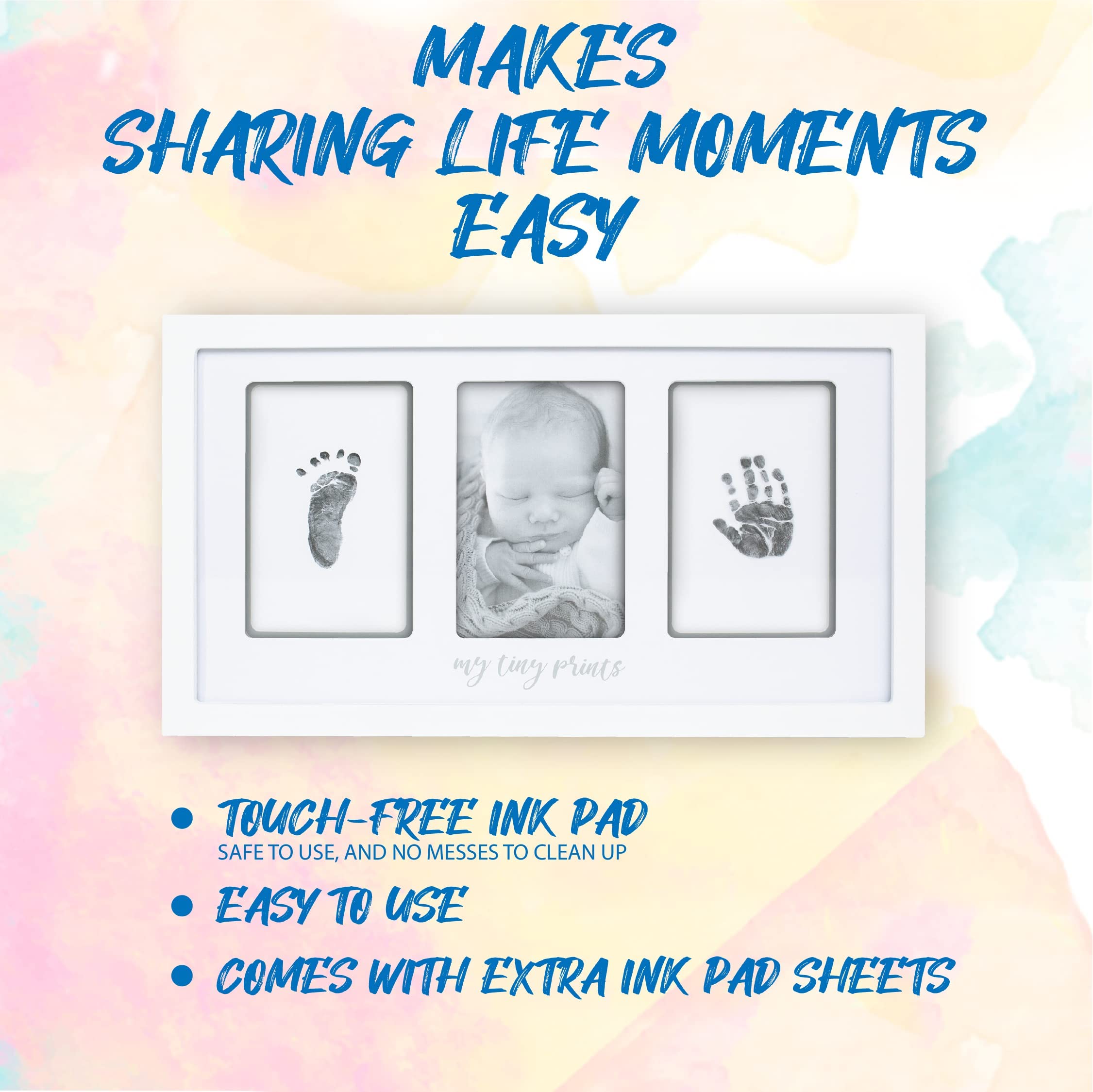 Felt Like Sharing Baby Hand and Footprint Kit, White Frame, Baby Footprint Kit