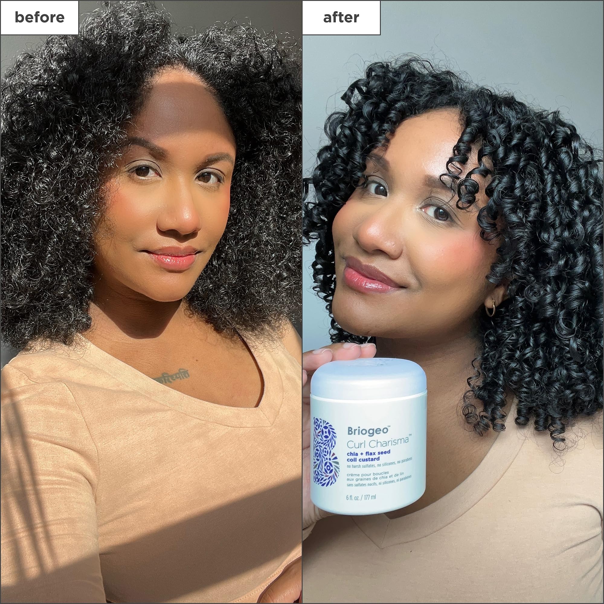 Briogeo Curl Charisma Chia + Flax Seed Coil Custard, Leave-In Styler for Nourishing and Defining Natural Curly and Coily Hair Textures, Vegan, Cruelty-Free, 6 oz