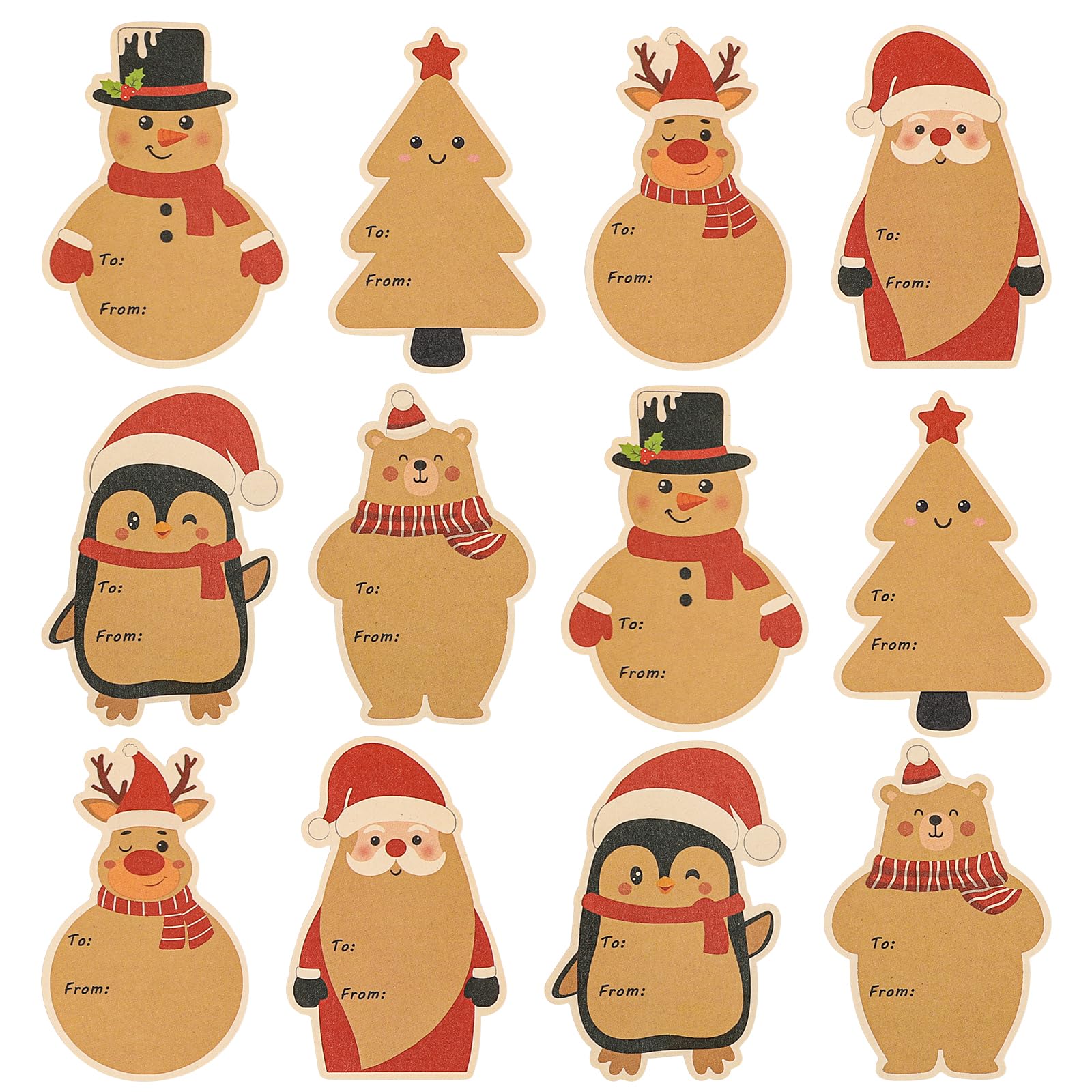 Christmas Name Tags Stickers for Gifts Kraft Christmas Gift Tags Stickers Self-Adhesive to and from Christmas Labels for Christmas Holiday Presents Gift Box Decorations(240Pcs,1.5 x 2.7 Inch)