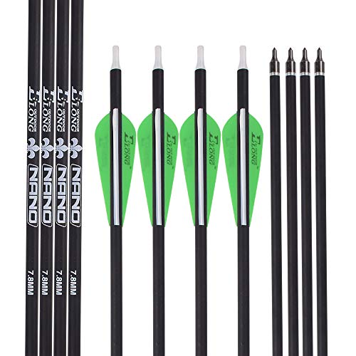 30 inch Carbon Arrows Youth Targeting Practice Hunting Arrows for Compound Bow Recurve Bow with Removable Tips (Pack of 12)