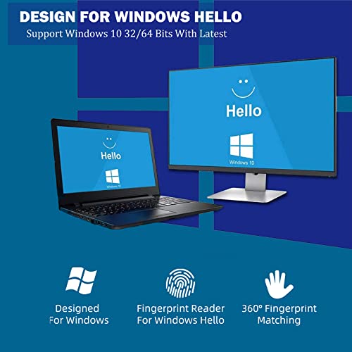 USB Fingerprint Reader, DDSKY Portable Security Key Biometric Fingerprint Scanner Support Windows 10 32/64 Bits with Latest Windows Hello Features (1-Pack)