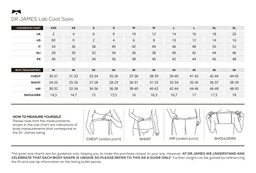 Dr. James Lab Coat for Women, 100% Cotton, Classic Fit, Multiple Pockets, White, 37 Inch Length (6)