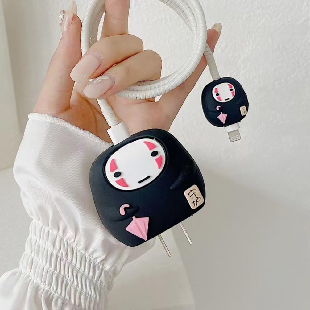 3D Protective Case for iPhone 20W USB-C Power Adapter Charger USB Lightning Cable, Cute Cartoon Series Soft Silicone Fast Lightning Chargers Cable Protective Cover for iPhone Charger (No Face man)